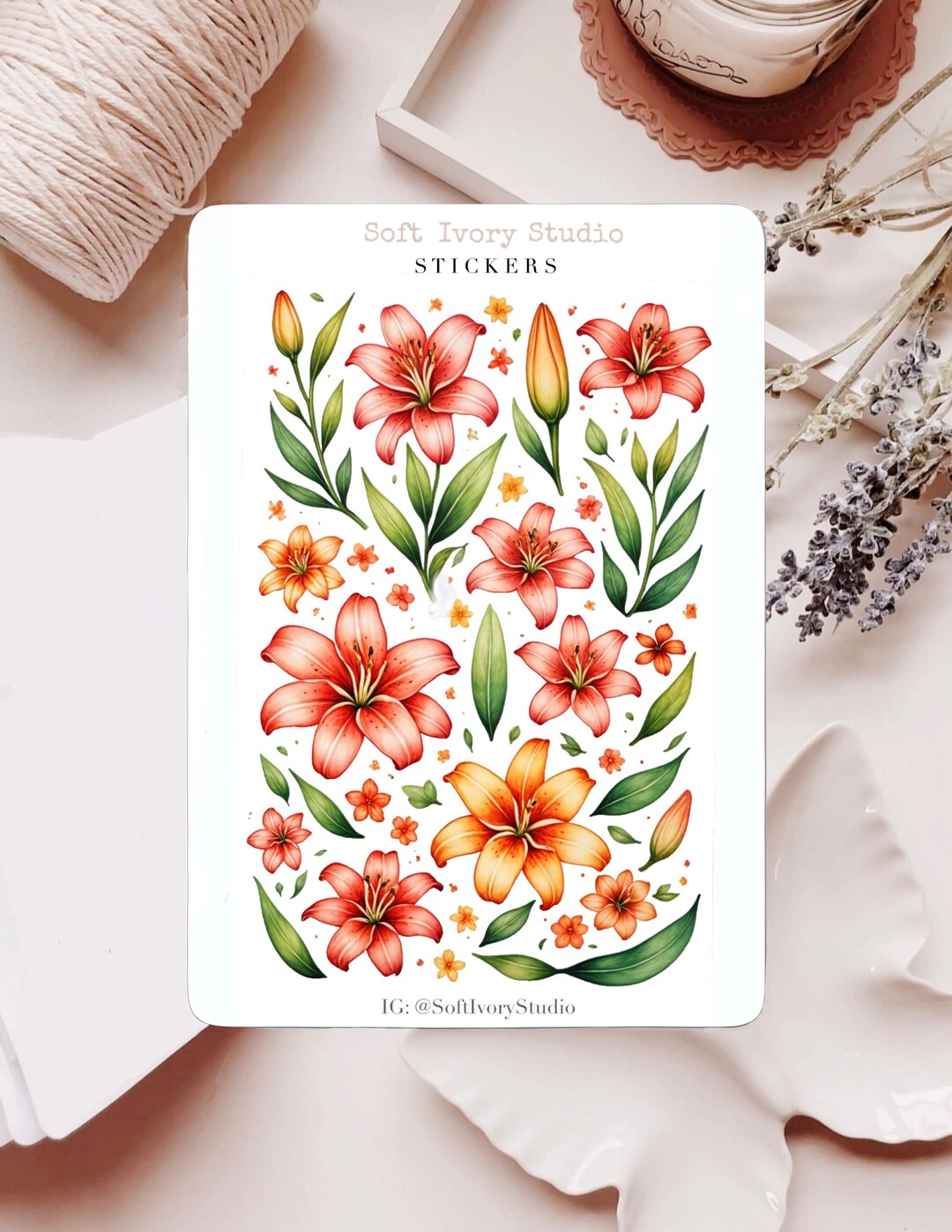 Lillies Sticker Sheet | Journal Stickers | Planner Stickers ...