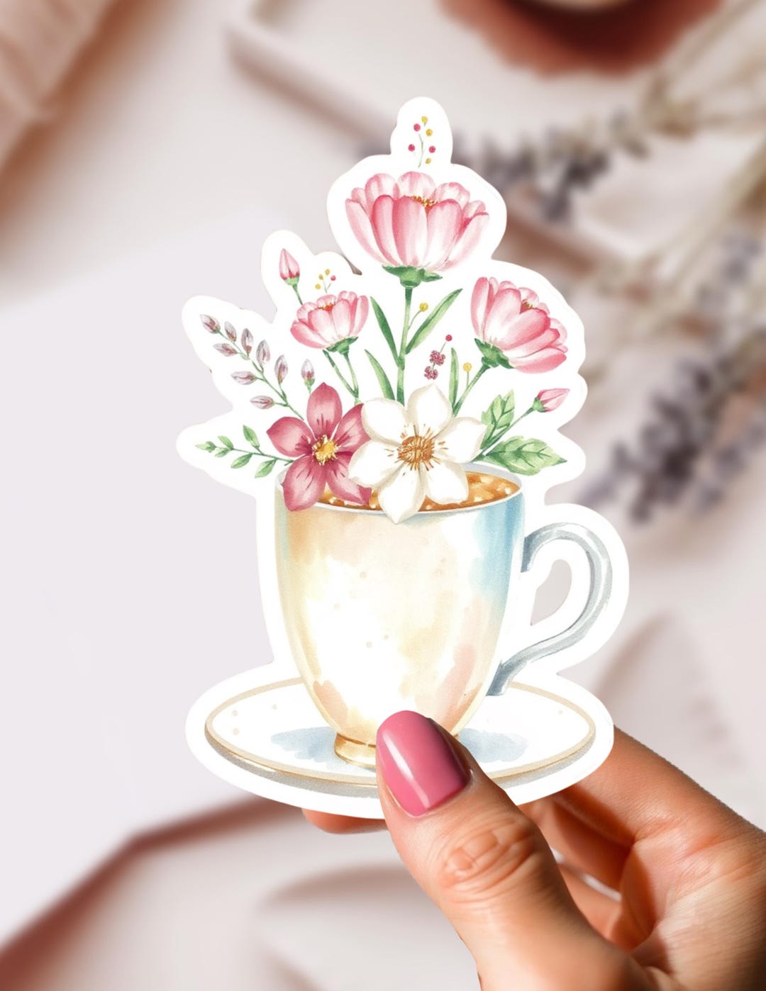 Tea Cup Sticker Waterproof Vinyl Sticker Journal Cover Sticker Water ...