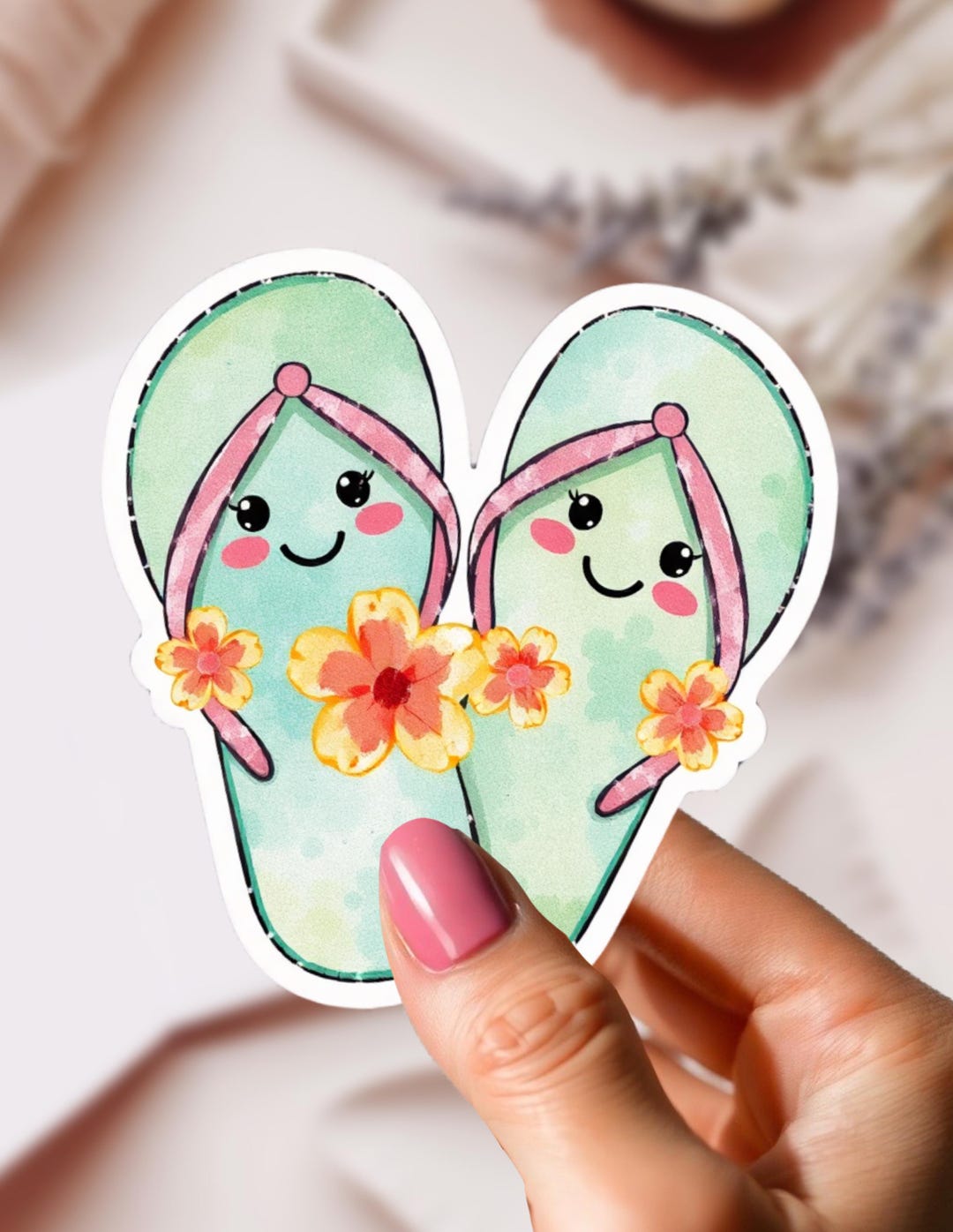 Flip Flops Cute Kawaii Sticker Waterproof Vinyl Sticker | Journal Cover ...