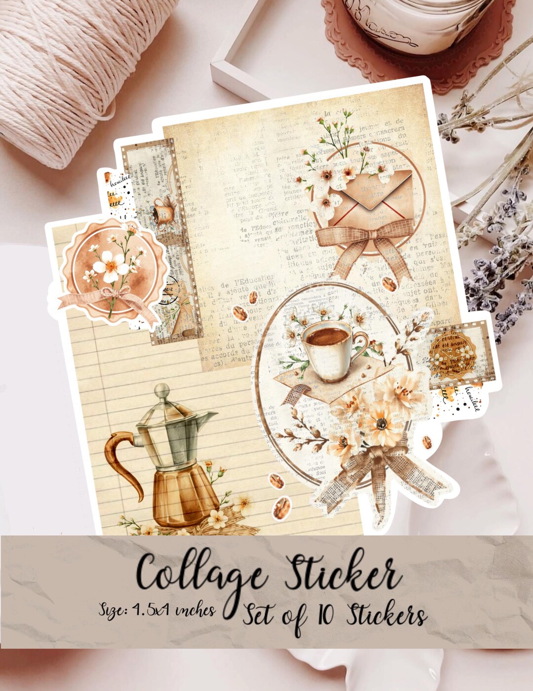 Sticker Collage | Journal Stickers | Set of 10 | Large Stickers | Junk ...