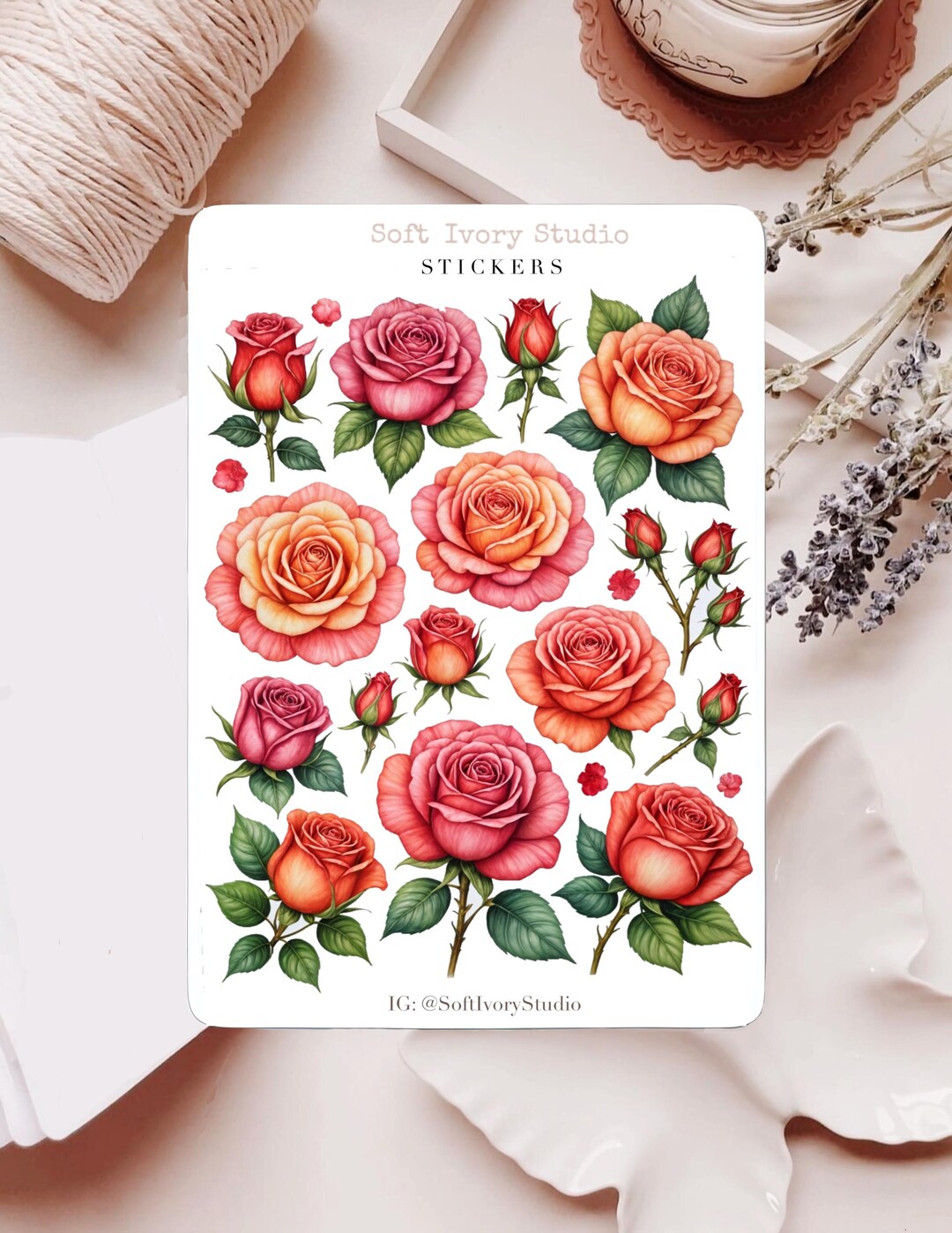 Vintage Roses Sticker Sheet | Journal Stickers | Planner Stickers ...