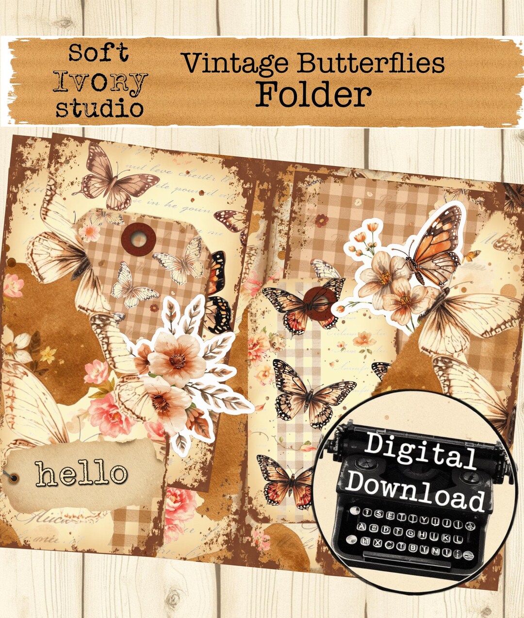 Vintage Butterflies Folder Printable Instant Download | Fussy Cut ...
