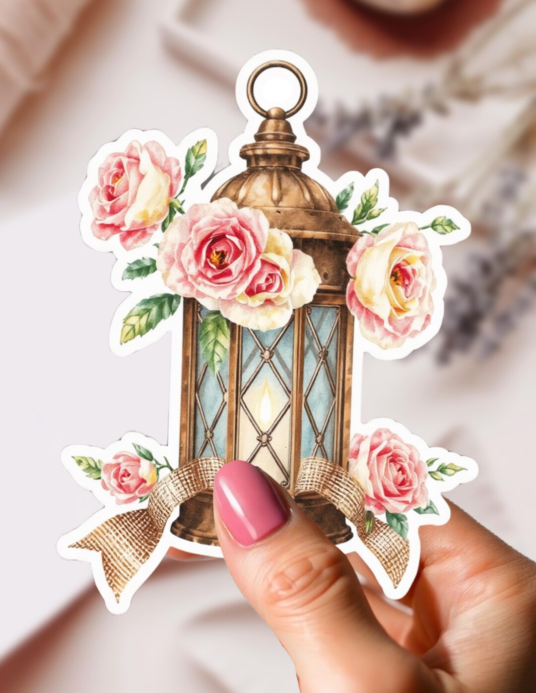 Floral Lantern Waterproof Vinyl Sticker | Journal Cover Sticker ...