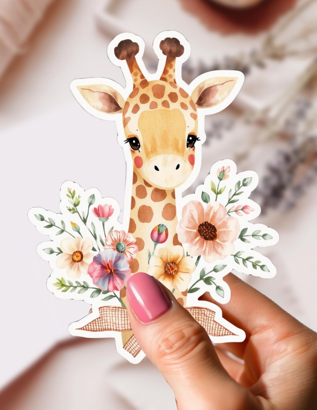 Cute Giraffes Vinyl Sticker | Journal Cover Sticker | Journal Stickers ...