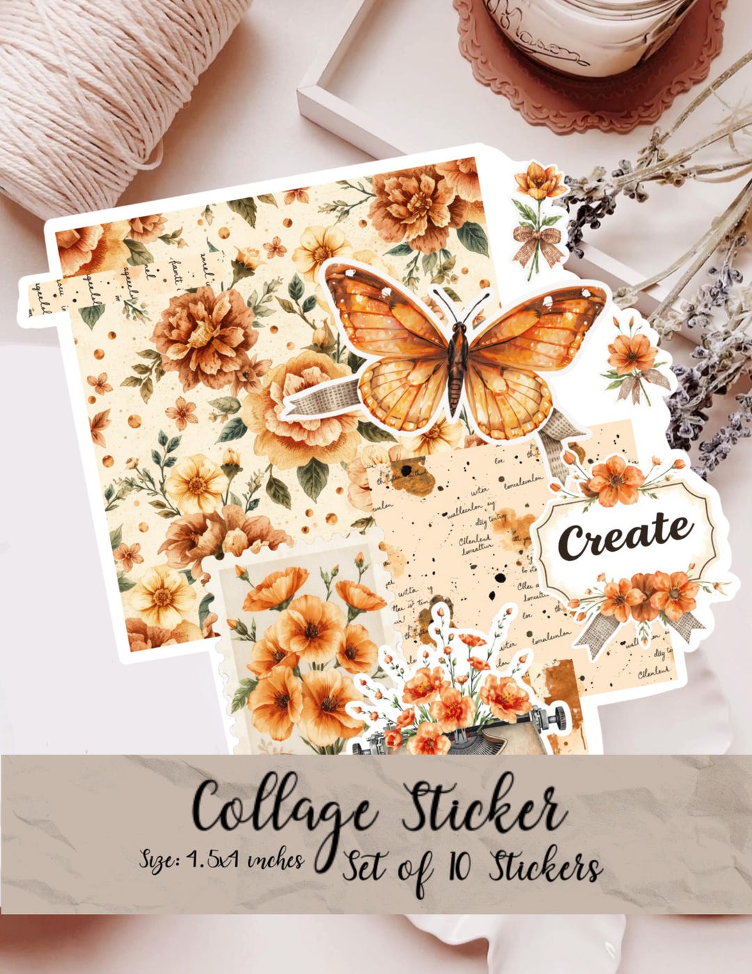 Sticker Collage | Journal Stickers | Set of 10 | Large Stickers | Junk ...