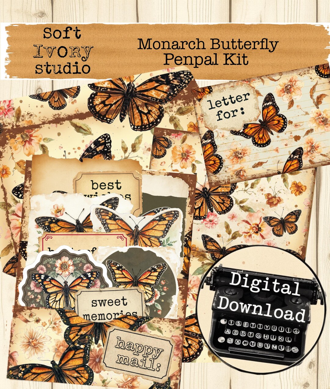 Monarch Butterfly Penpal Kit Printable Instant Download | Junk Jourmal ...