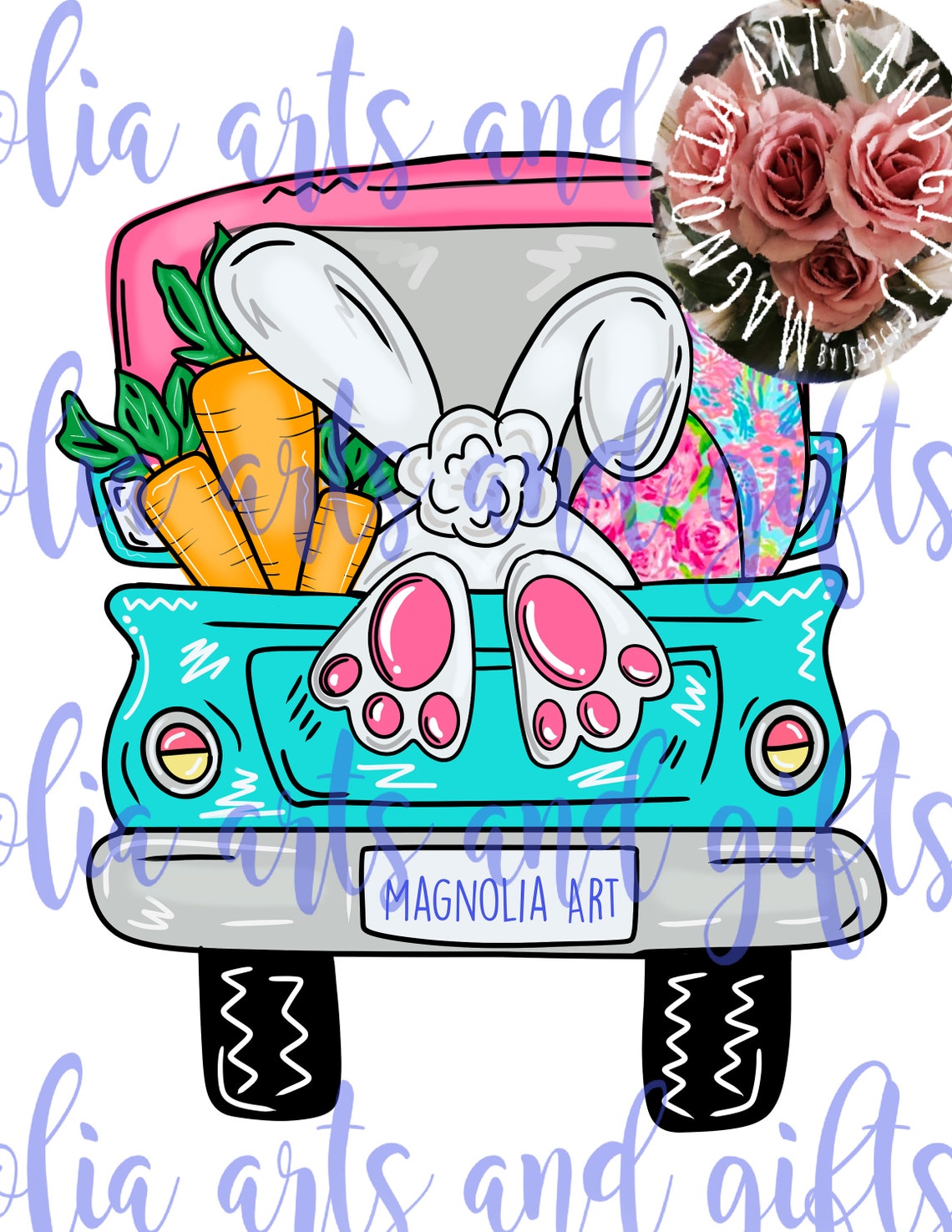 Bunny Truck Easter PNG SVG - Etsy
