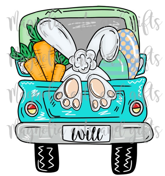 Bunny Truck PNG & SVG boy version easter | Etsy