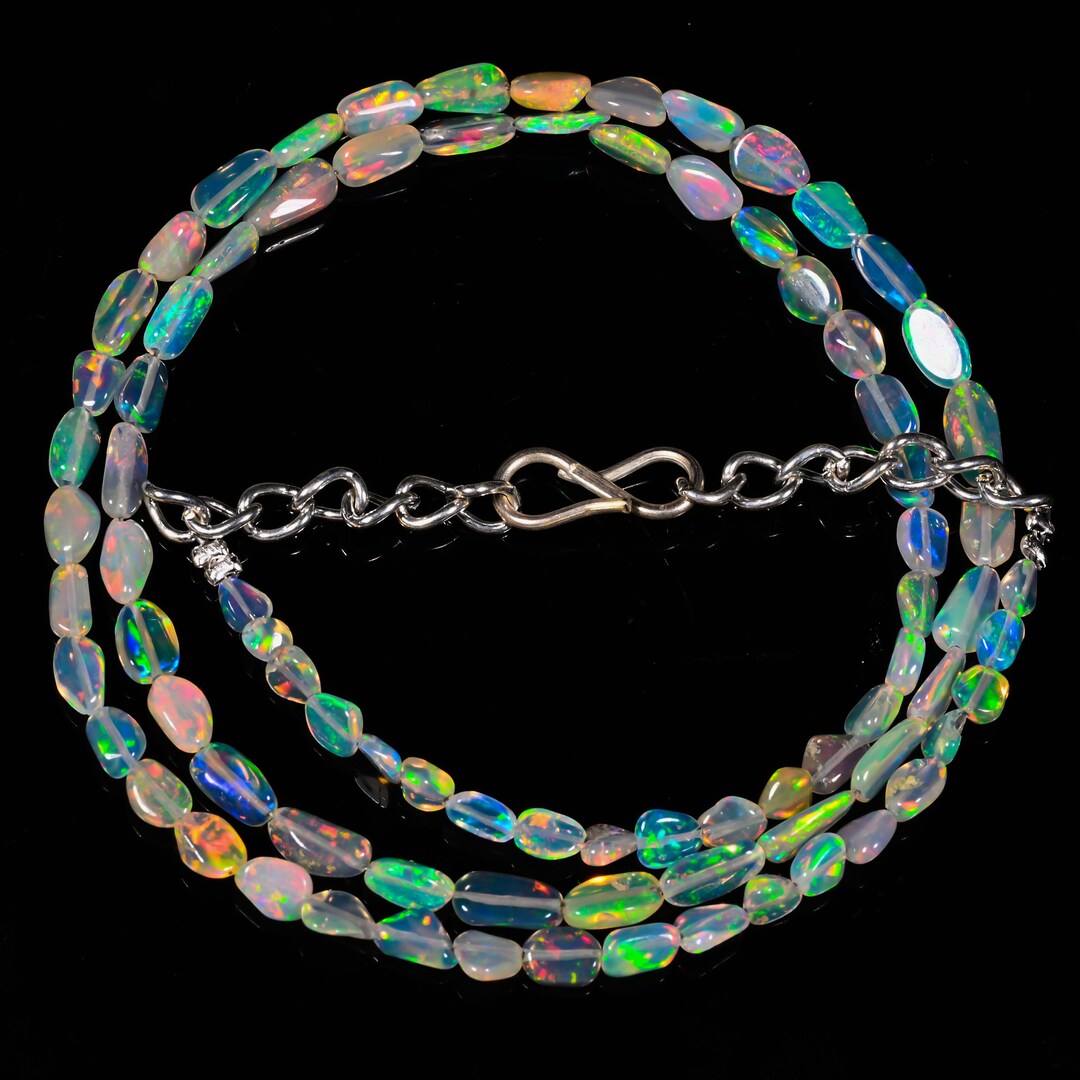 16" Magnificent Ethiopian Fire Opal Tumble Necklace, Tumbled Opal ...
