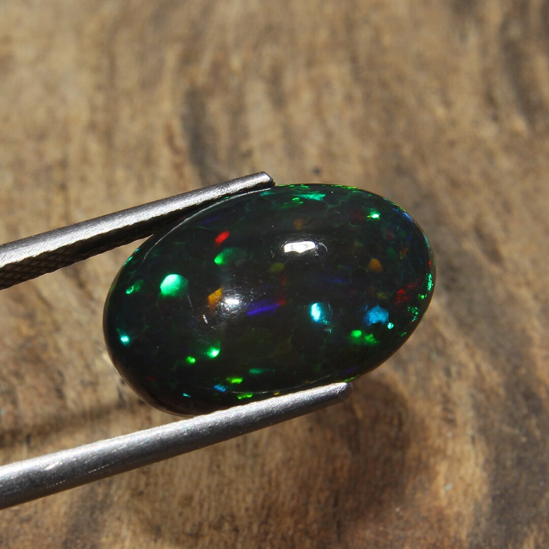Immaculate Black Ethiopian Welo Fire Opal Cabochon Gemstone, Multi Fire Ethiopian Opal Pendant ...