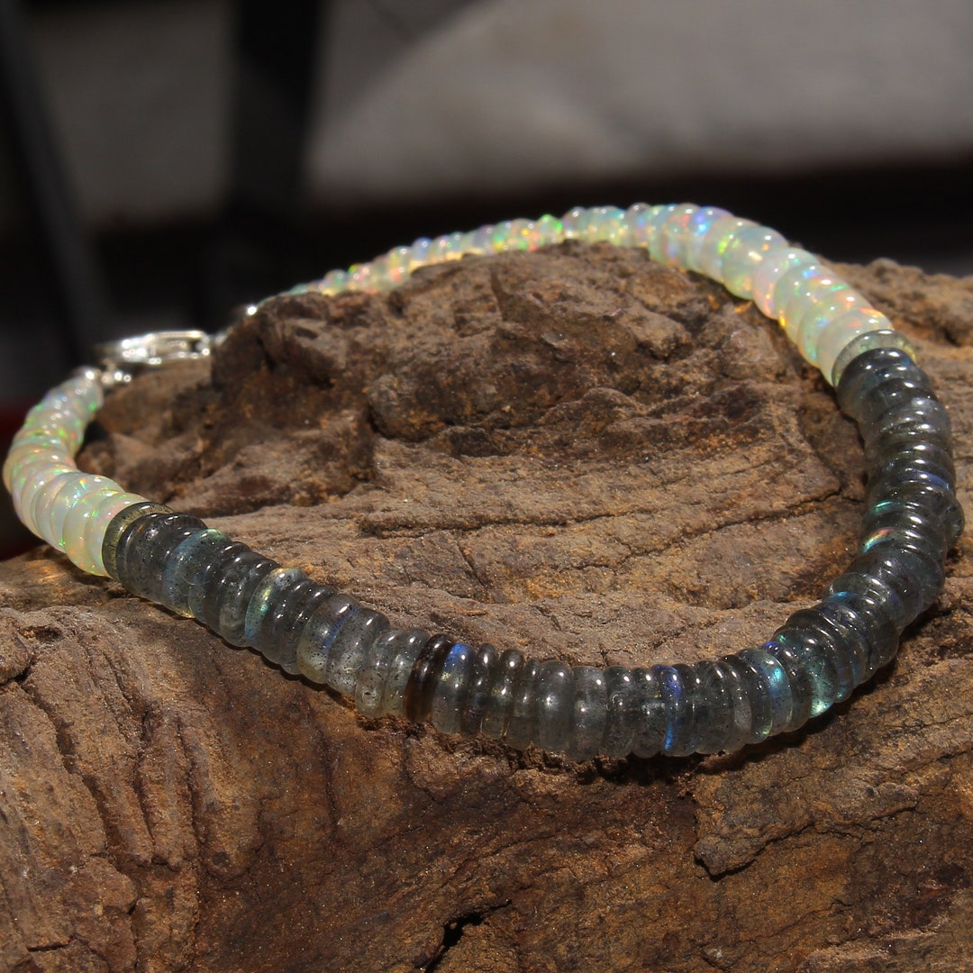 Ethiopian Opal Minimalist Bracelet, Labradorite Bracelet, Healing ...