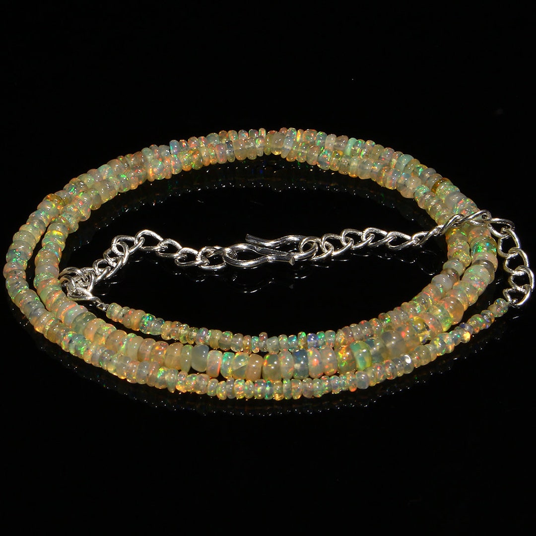 Natürliche äthiopische Opal Perlen, Opal Perlen Halskette, Multi Feuer ...