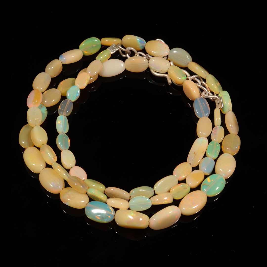 Oval Shape Opal Tumbled, Handmade Opal Necklace, Tumbled Opal Necklace ...