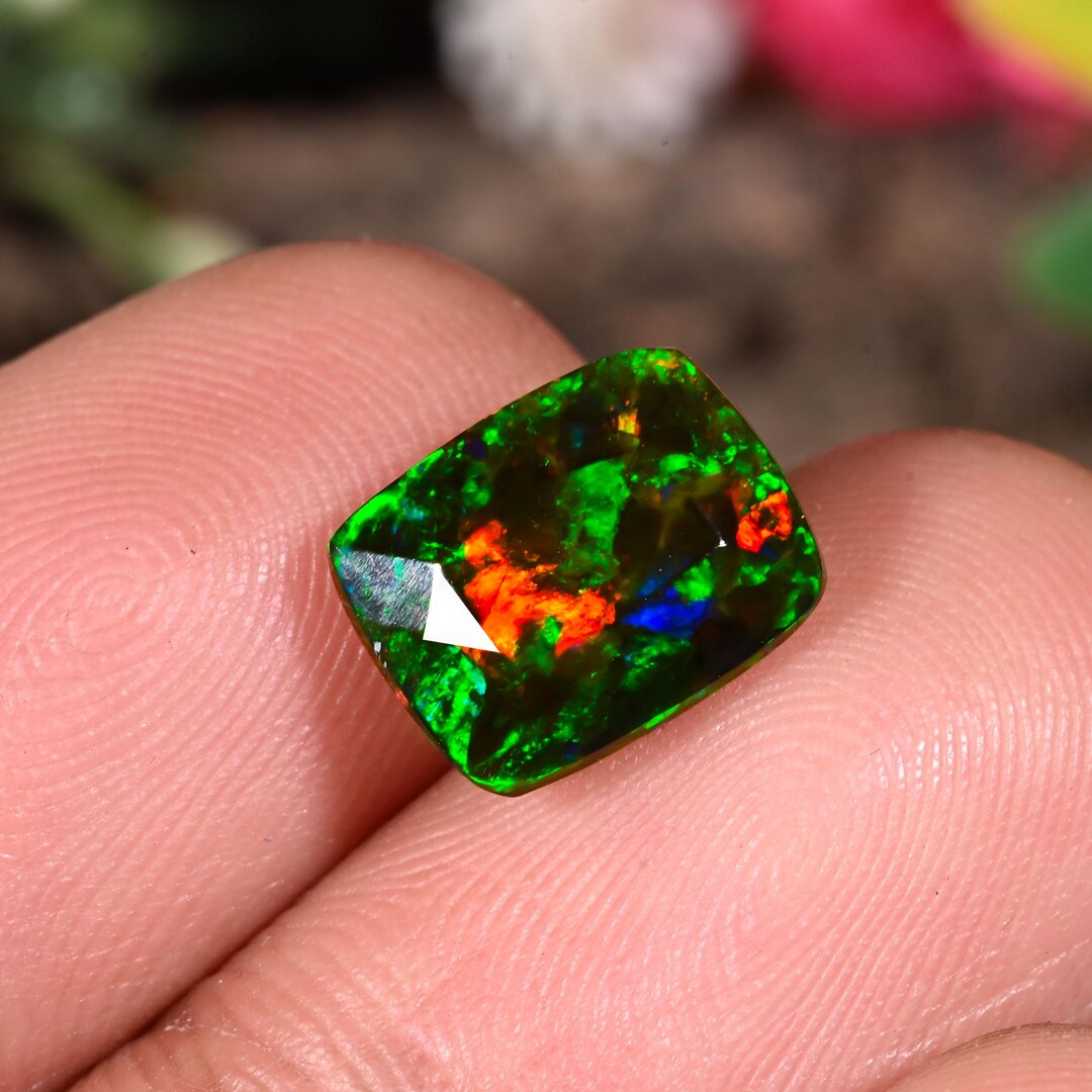 2.20 Crt, Black Ethiopian Opal Faceted Gemstone, Black Opal Faceted ...