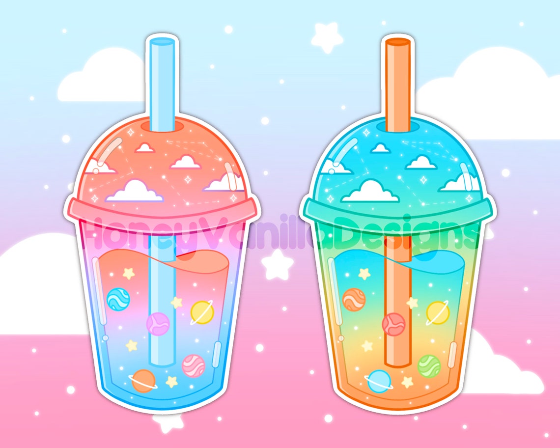 Galaxy Boba Tea Vinyl Sticker Matte or Glossy Universe | Etsy