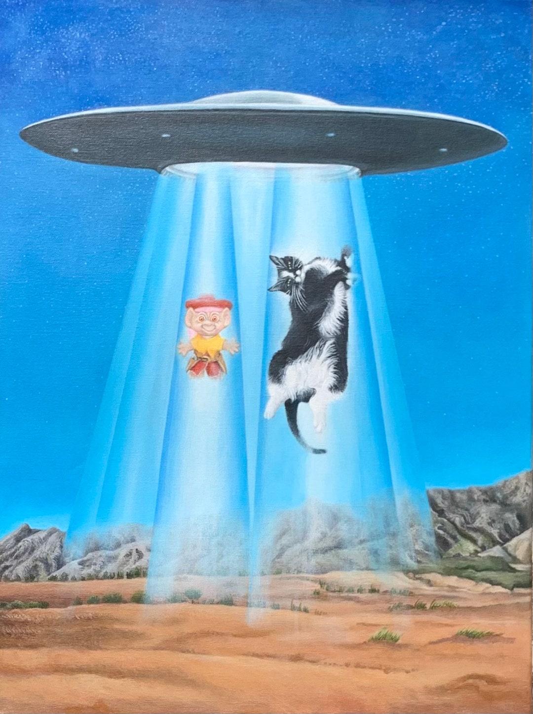 Cat and Troll Space Alien Abduction Print by Reverend Jen - Etsy