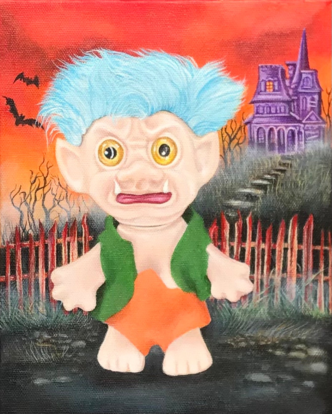 1960s Lucky Shnook Troll Doll Vampire Painting Print - Etsy