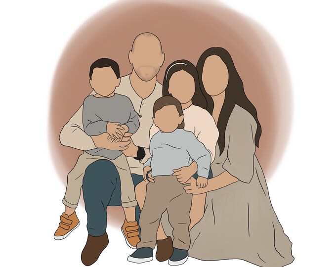 Custom Family Faceless Portrait Illustration - Etsy