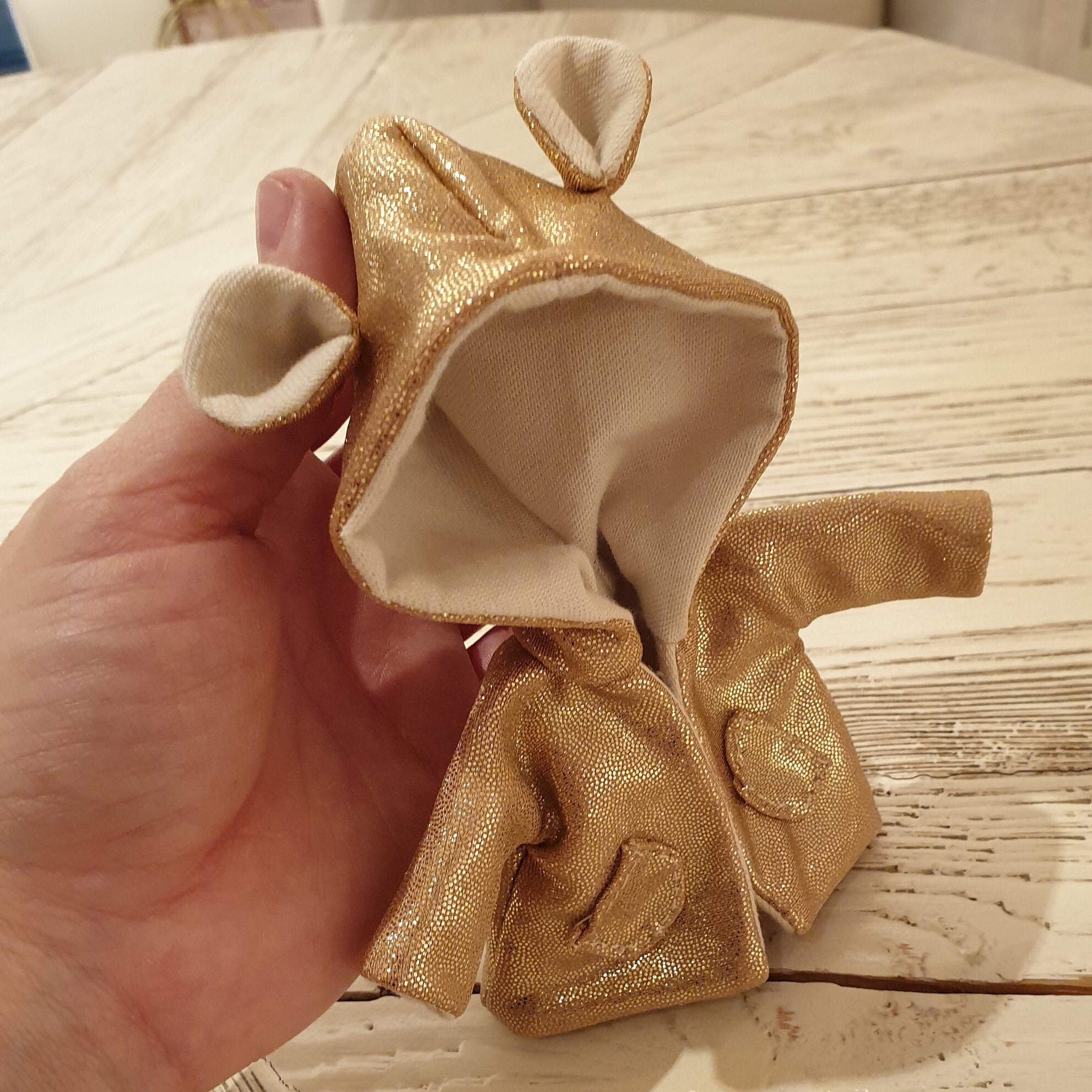 Jacket for Doll, Gold Jacket Textile Doll, Handmade Dress Doll, 7 Inch ...