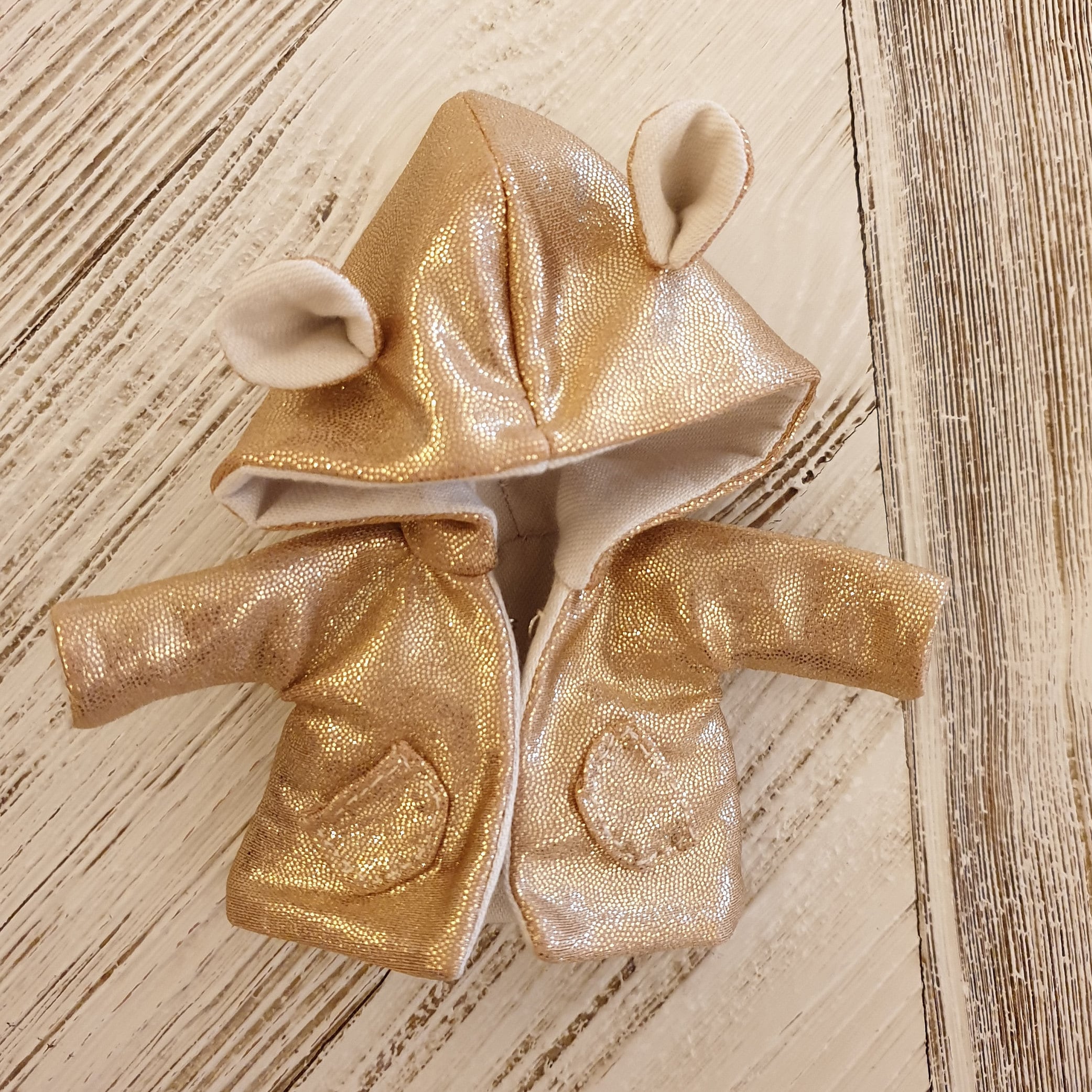 Jacket for Doll, Gold Jacket Textile Doll, Handmade Dress Doll, 7 Inch ...