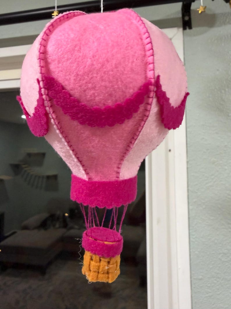 Handmade Hot Air Balloon Mobile With Clouds and Stars – Nursery Decor ...