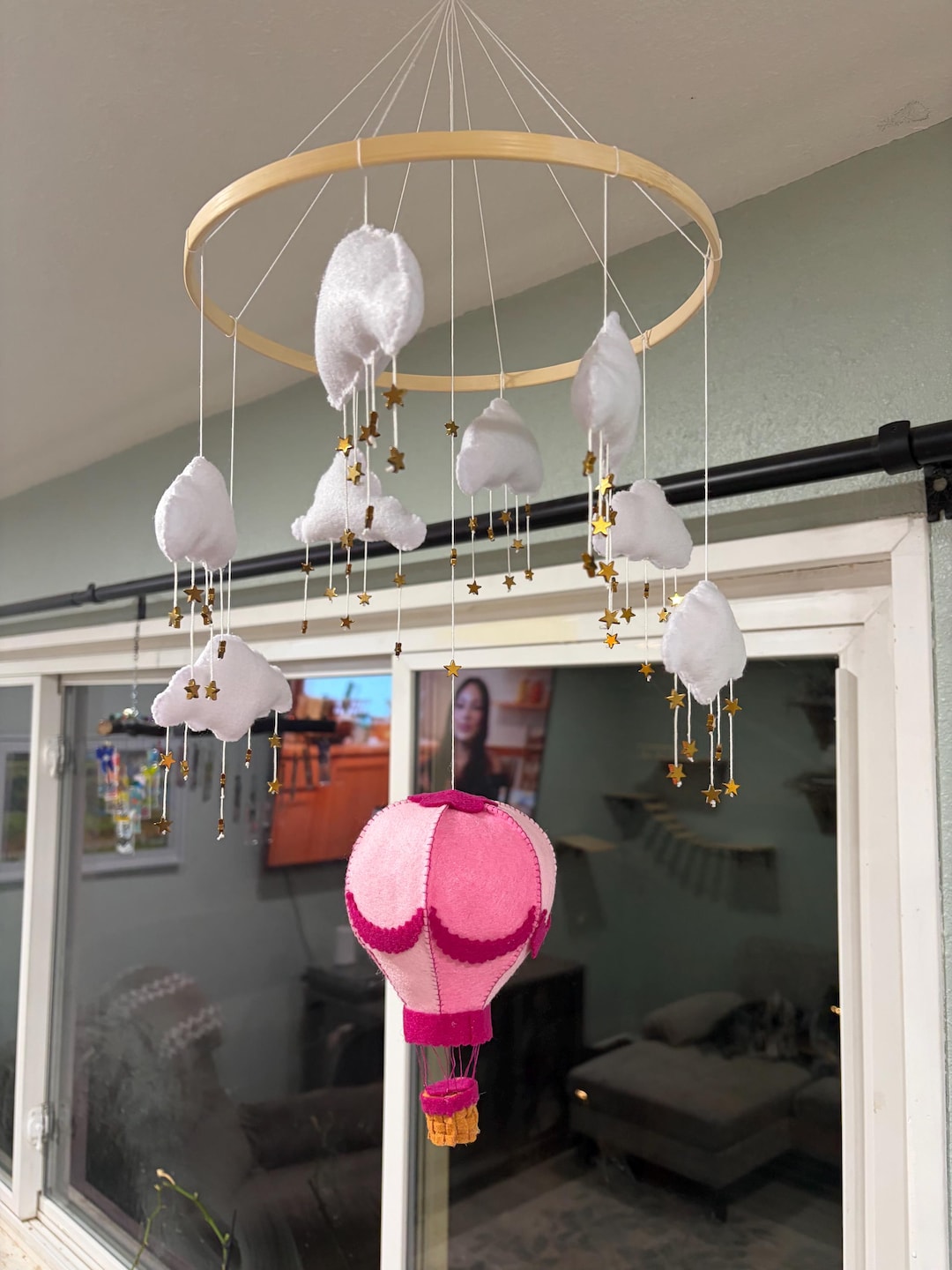 Handmade Hot Air Balloon Mobile With Clouds and Stars – Nursery Decor ...