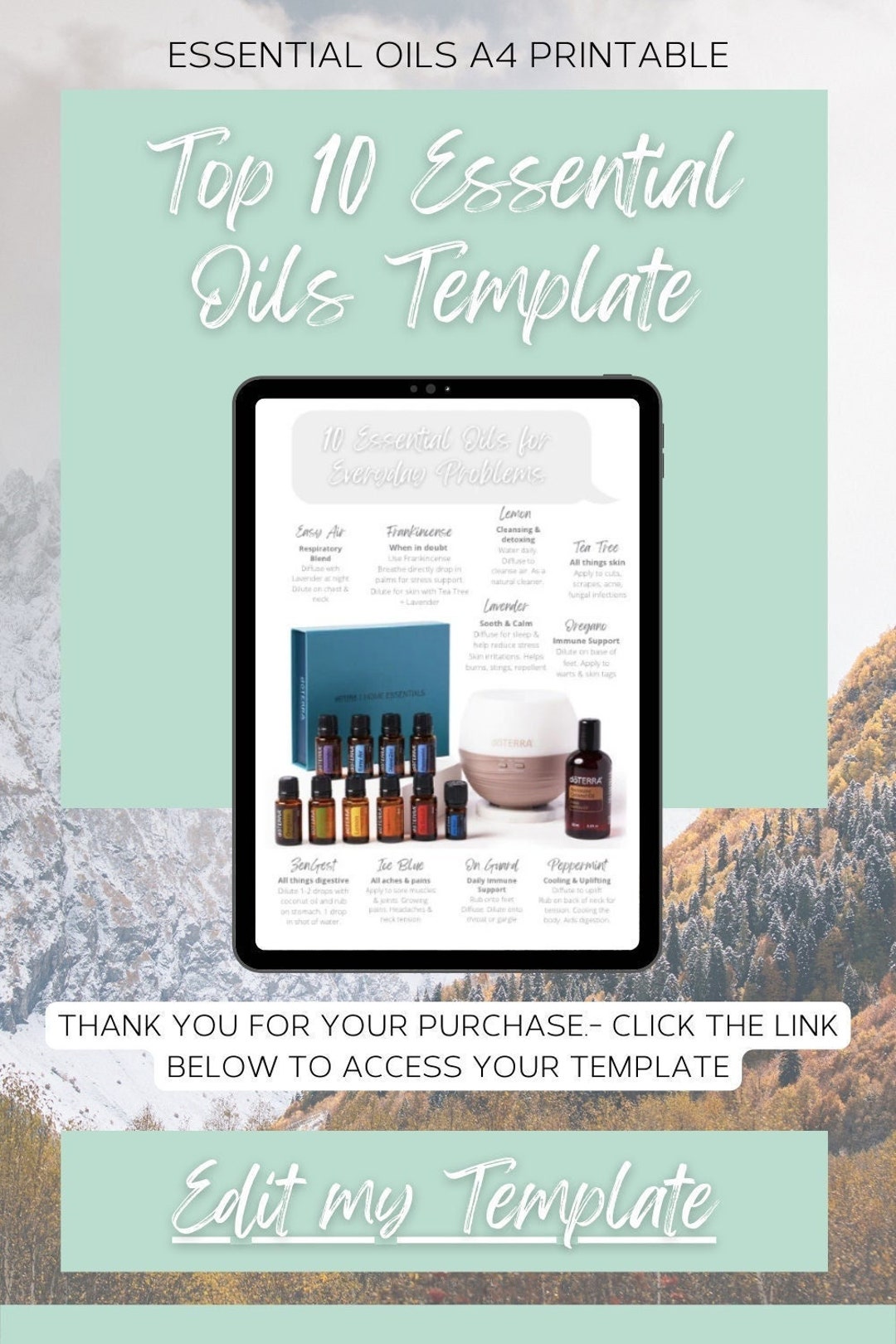 Basic Doterra Oils Printout Top 10 Essential Oils Summary A4 Page FULLY ...