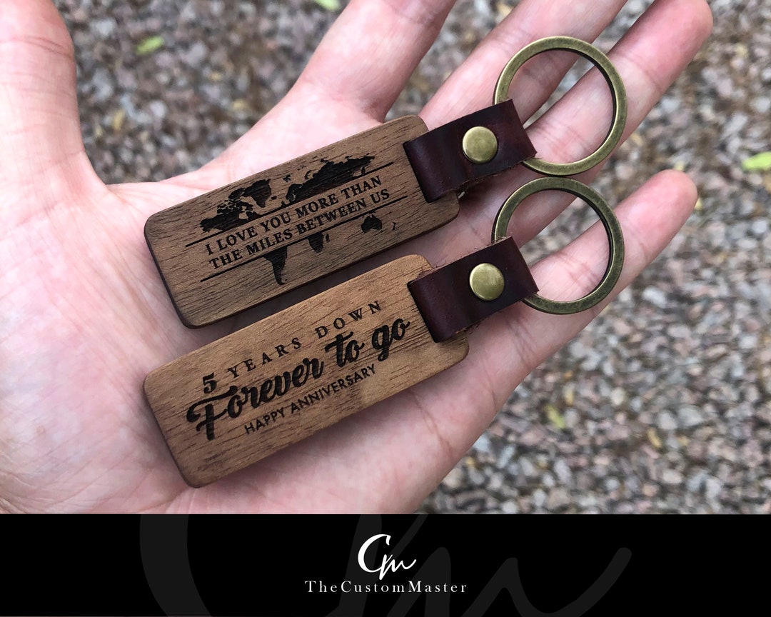 Engraved Custom Premium Walnut Keychain | Wooden Anniversary Gift for ...