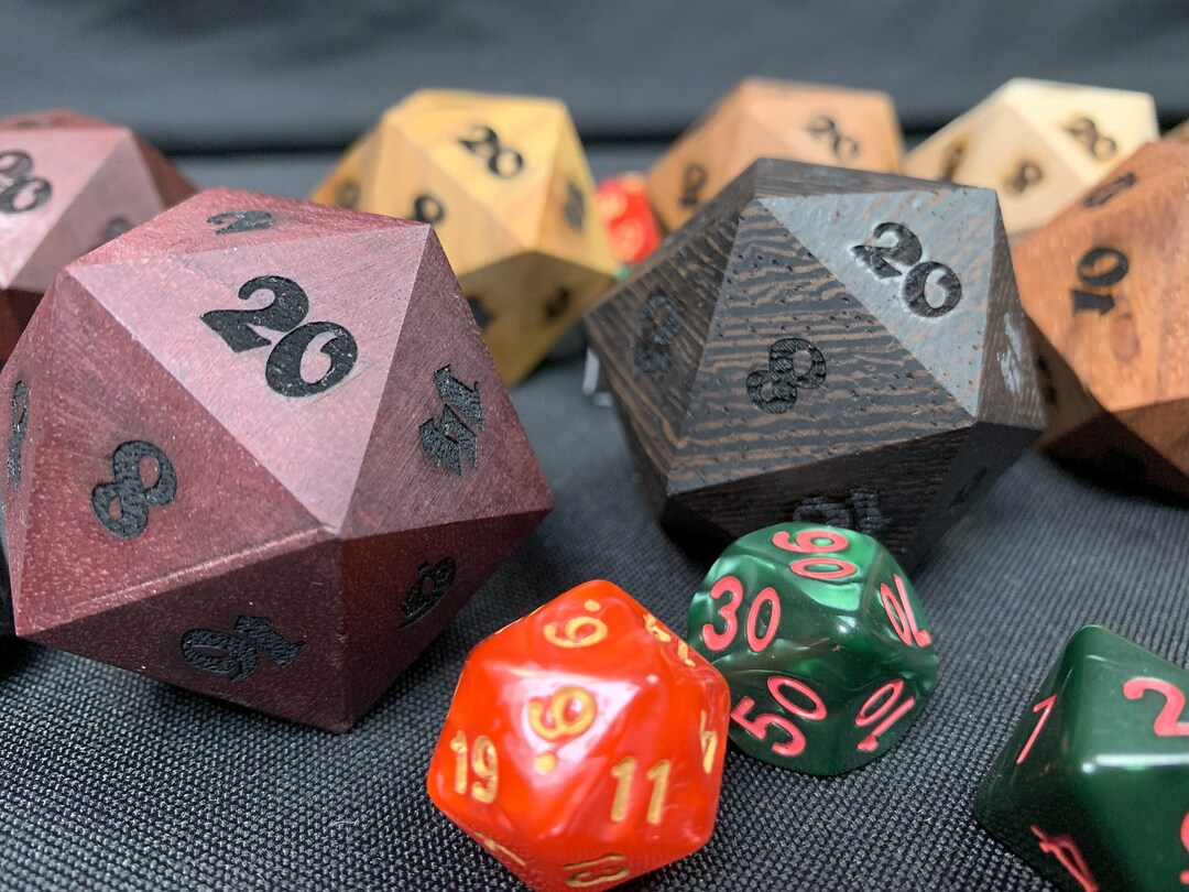 Purple Heart Chonker D20 Wood Dice. All Natural Hardwood Twenty Sided ...