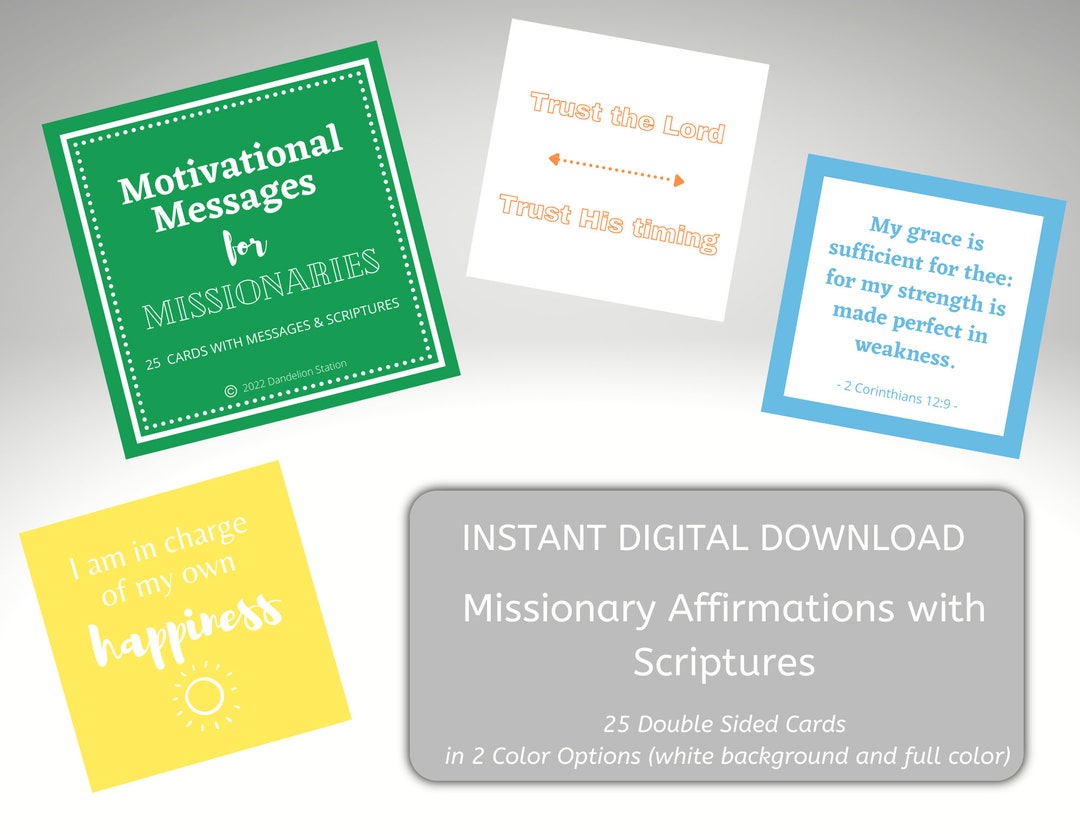 Motivational Messages Scripture Cards for LDS Missionaries - Instant ...