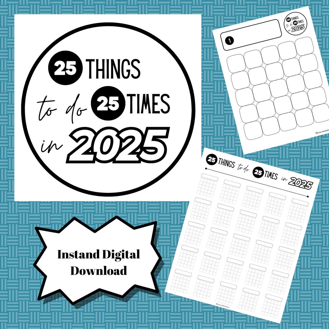 25 Things to Do 25 Times in 2025 INSTANT DIGITAL DOWNLOAD, New Year's ...