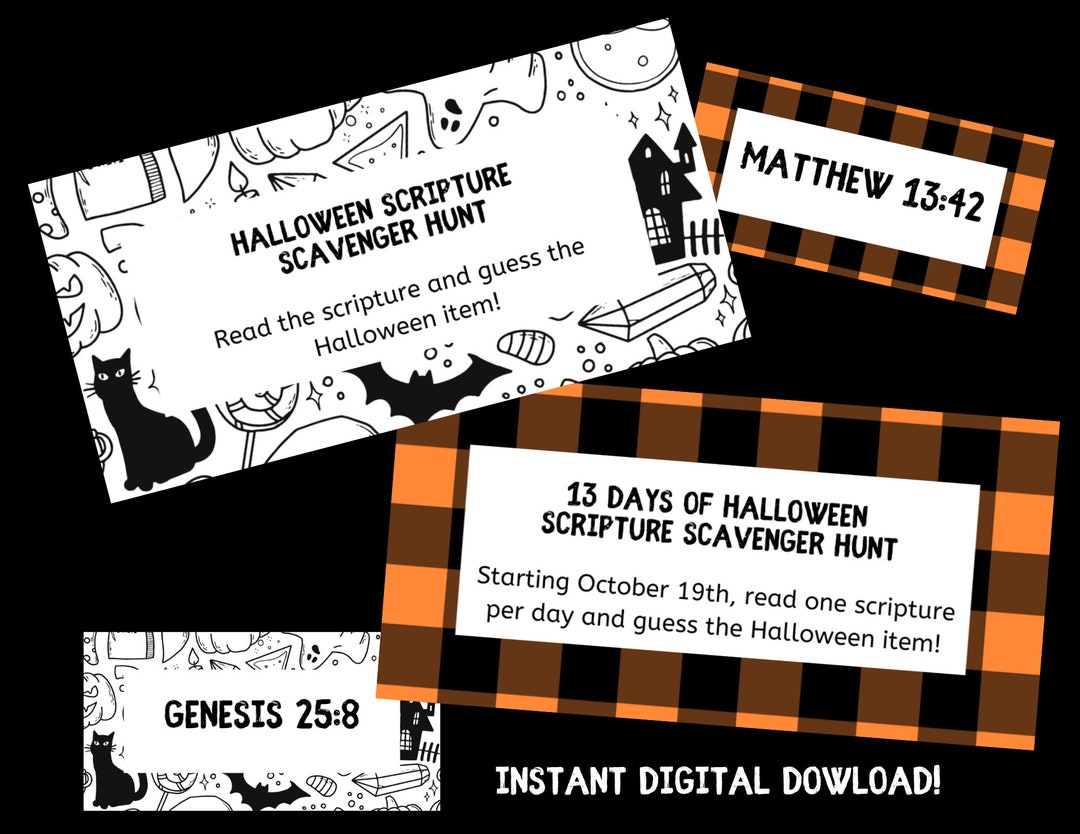 Halloween Scripture Scavenger Hunt Countdown INSTANT DIGITAL DOWNLOAD ...