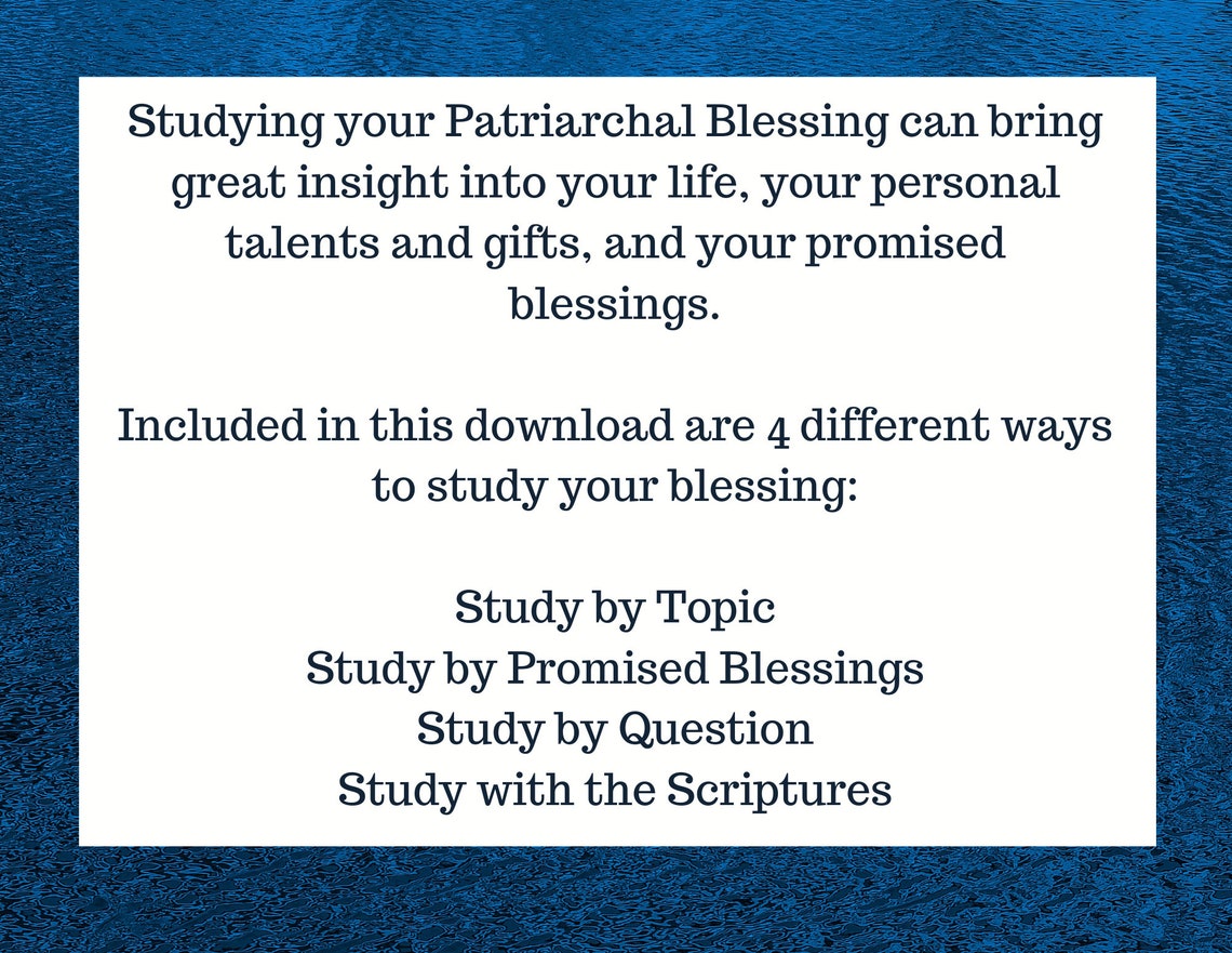 LDS Patriarchal Blessing Study Guide INSTANT DOWNLOAD Printable, Latter ...