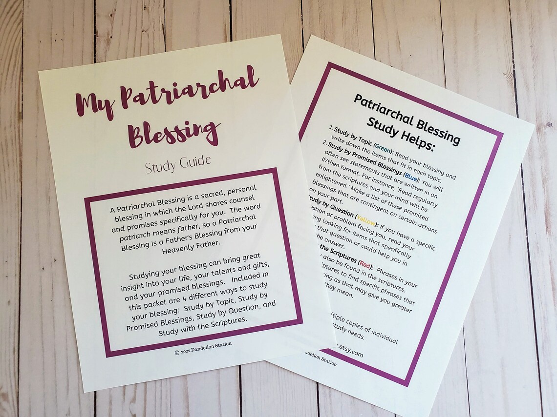 LDS Patriarchal Blessing Study Guide INSTANT DOWNLOAD - Etsy