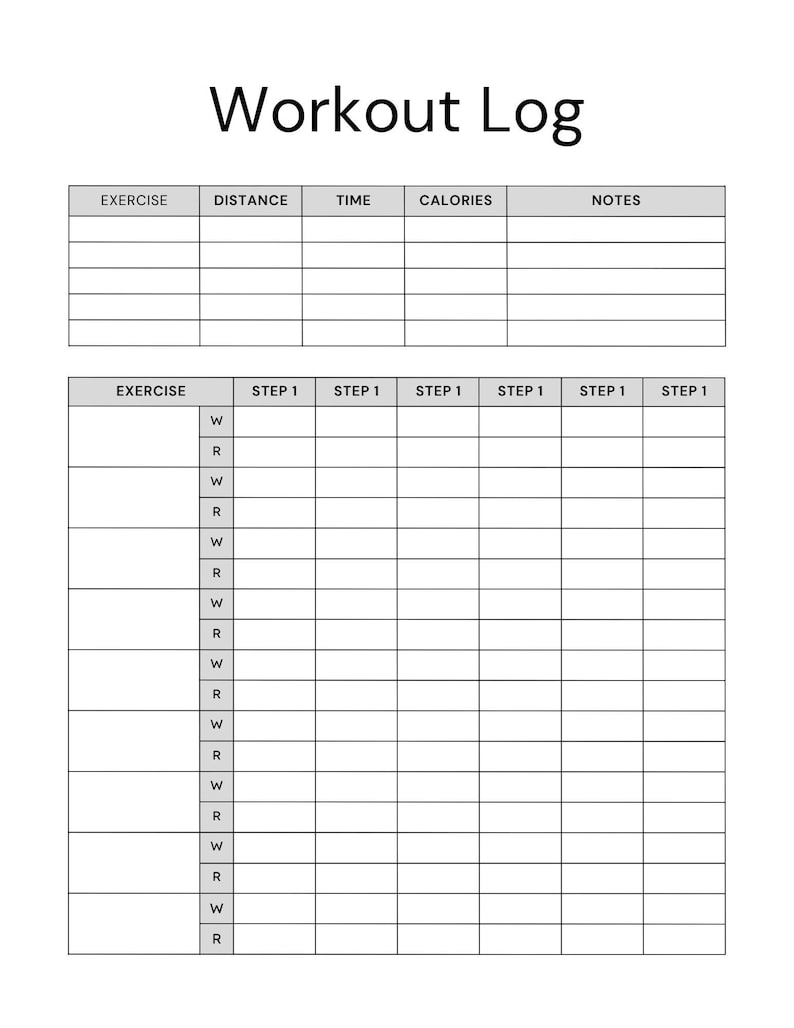 Simple Workout Log Planner - Etsy