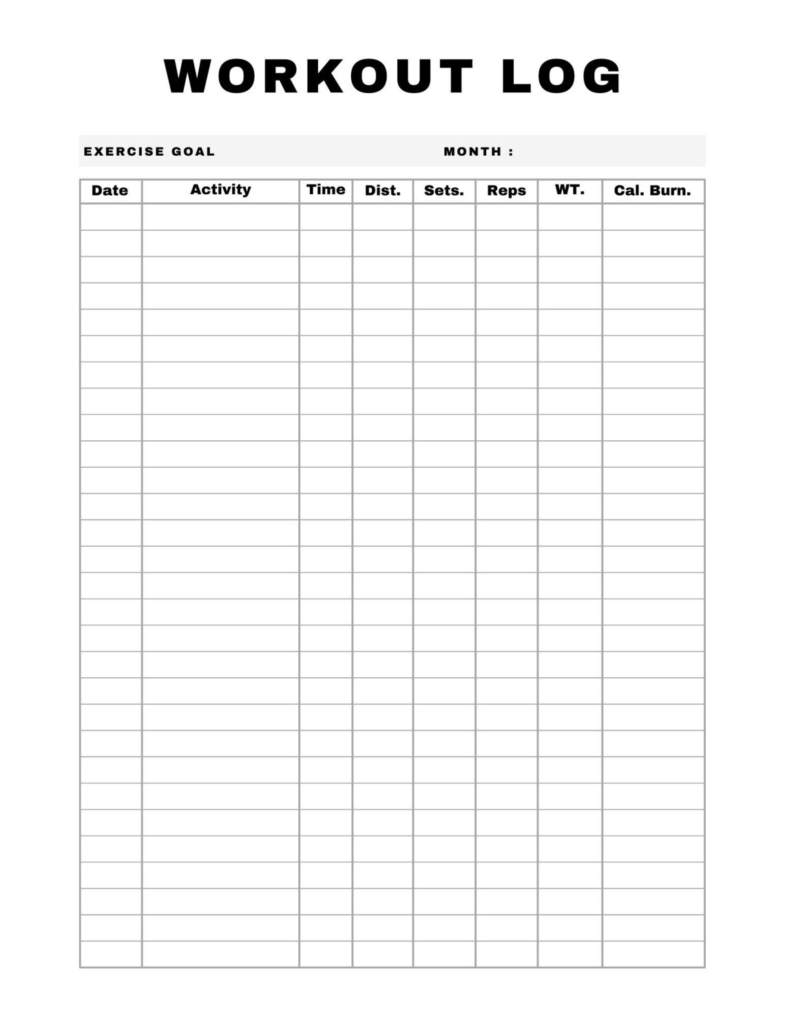 Blank Minimalist Workout Log Planner - Etsy
