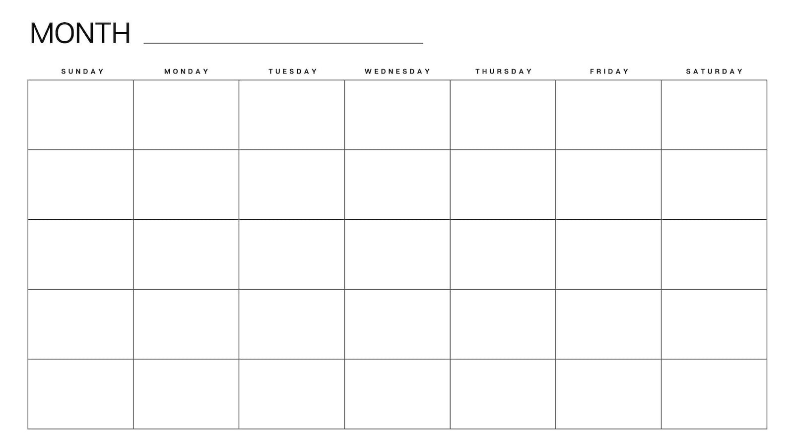Simple Blank Calendar Universal With No Designs - Etsy