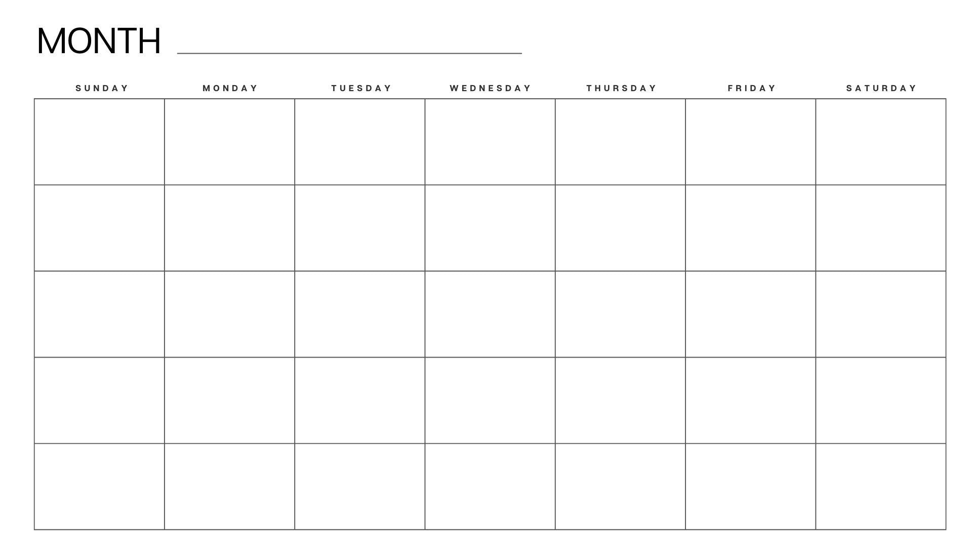 Simple Blank Calendar Universal With No Designs - Etsy