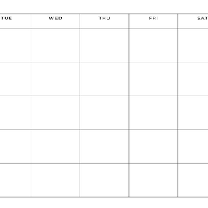 Simple Blank Calendar Universal With No Designs 2 - Etsy