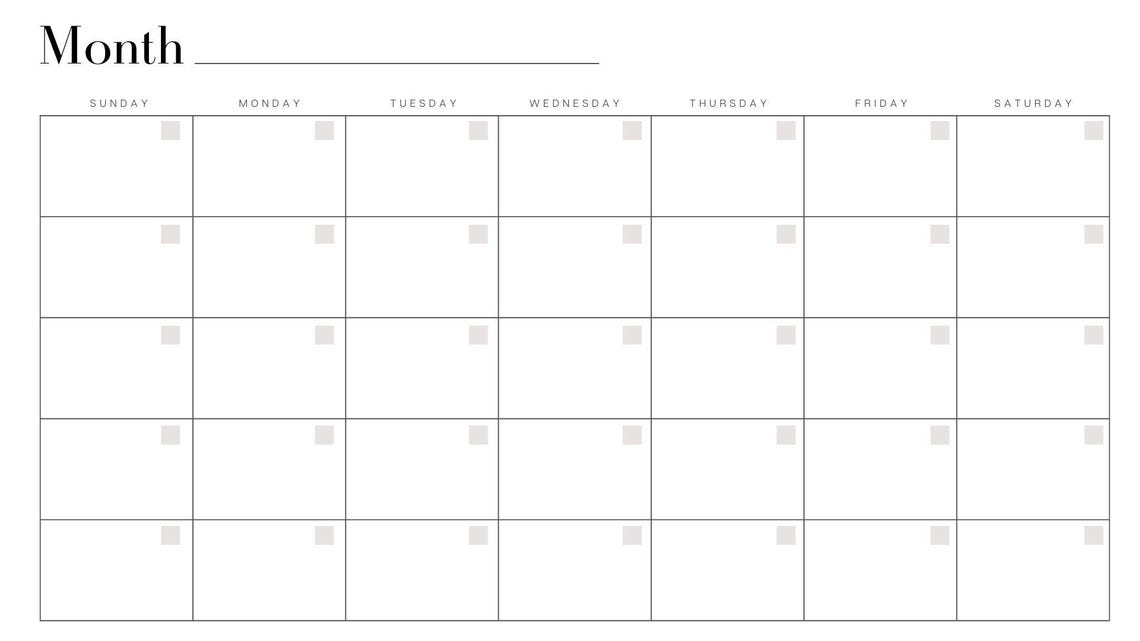 Simple Blank Calendar Universal With No Designs 4 - Etsy