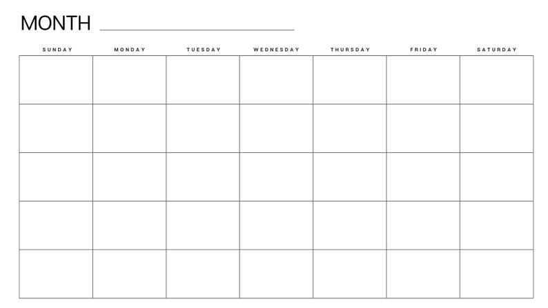 Simple Blank Calendar Universal With No Designs - Etsy
