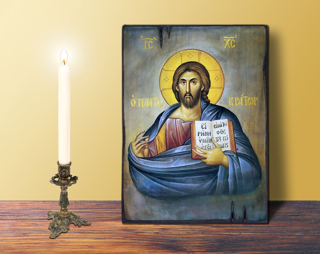 Christ Blessing Pantokrator LARGE Icon 19x26cm-7.48x10.24in Byzantine ...