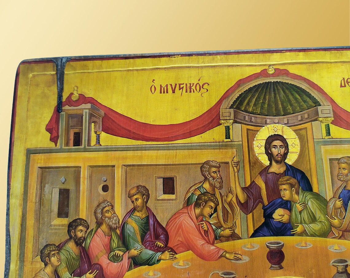Last Supper Icon Greek Mystical Jesus Christ Dinner With 12 - Etsy