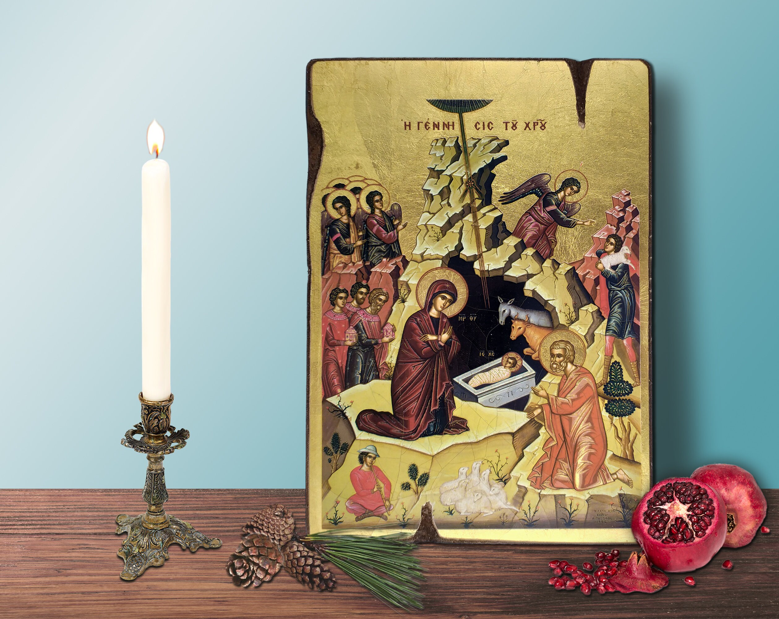 Icono de la Natividad de Cristo GRANDE, Serigrafía de primera calidad ...