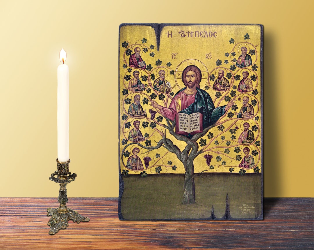 Christ the Vine Tree LARGE Icon 19x26 Cm - 7.48x10.24 in Byzantine ...