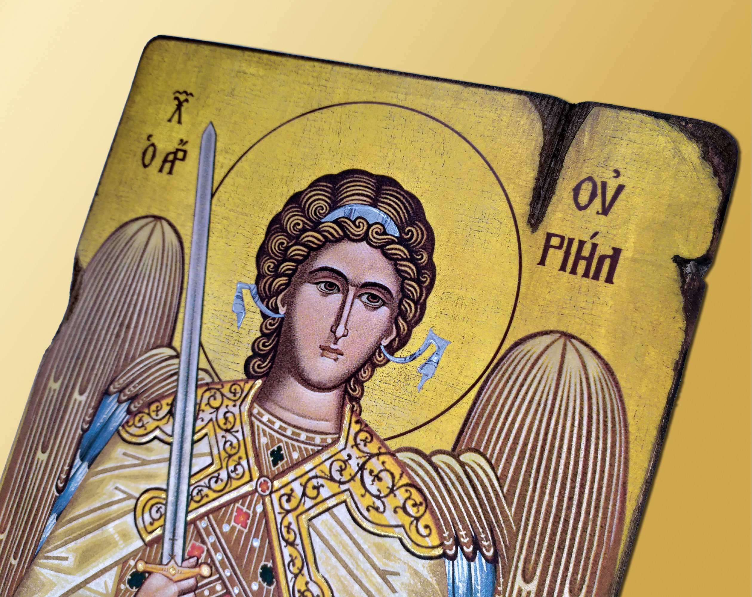 Archangel Uriel Icon, Byzantine Greek Orthodox Religious Handcrafted ...