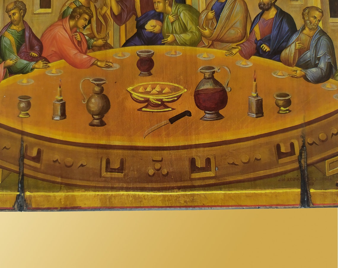 Last Supper Icon Greek Mystical Jesus Christ Dinner With 12 - Etsy