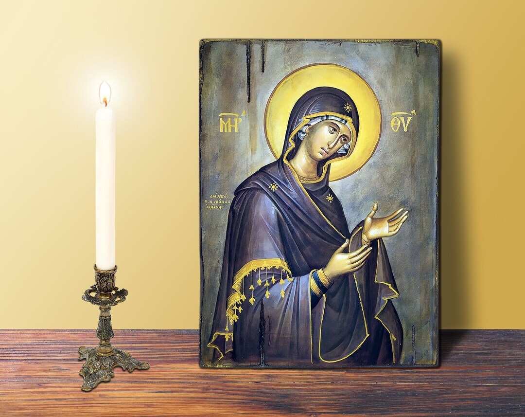 Virgin Mary Icon MEDIUM 14x20cm-5.51x7.87in Supplicating, Byzantine ...