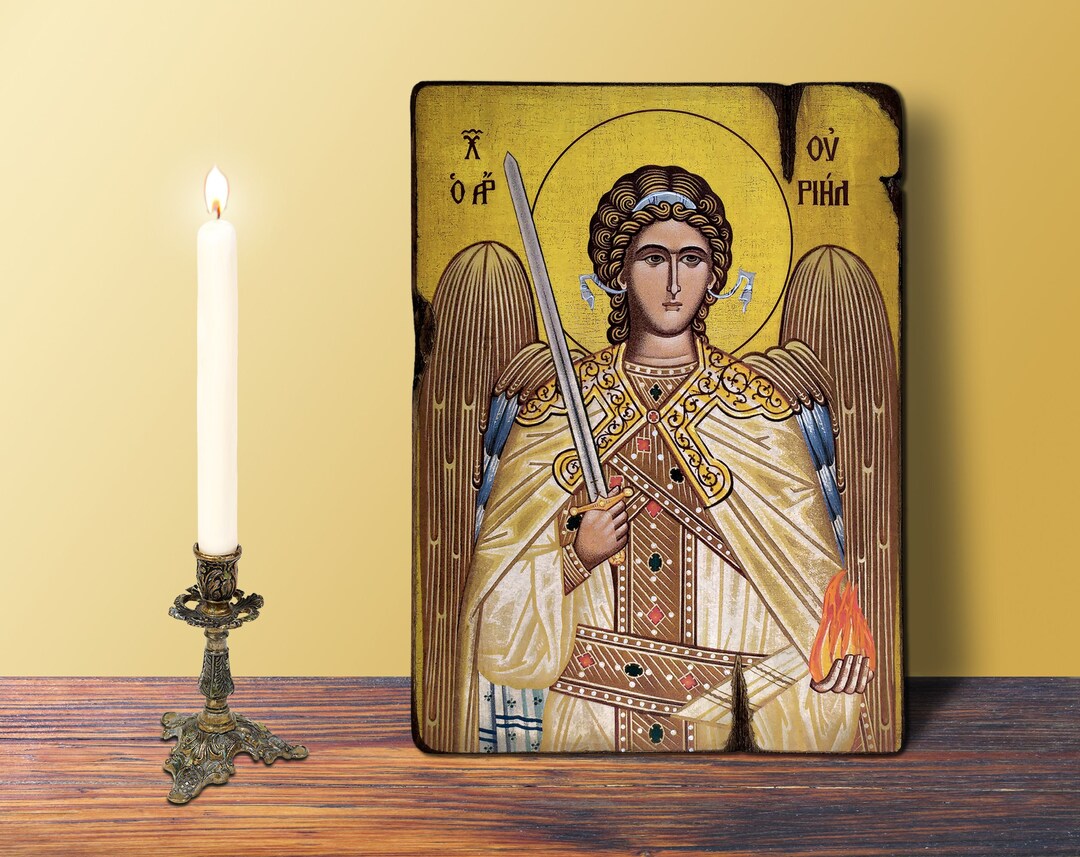 Archangel Uriel Icon, Byzantine Greek Orthodox Religious Handcrafted ...