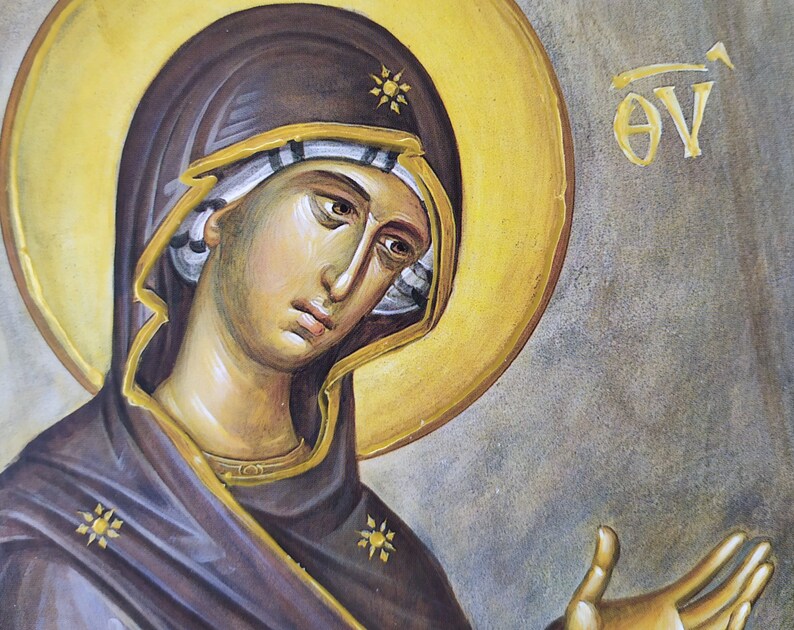 Virgin Mary Icon MEDIUM 14x20cm-5.51x7.87in Supplicating, Byzantine ...